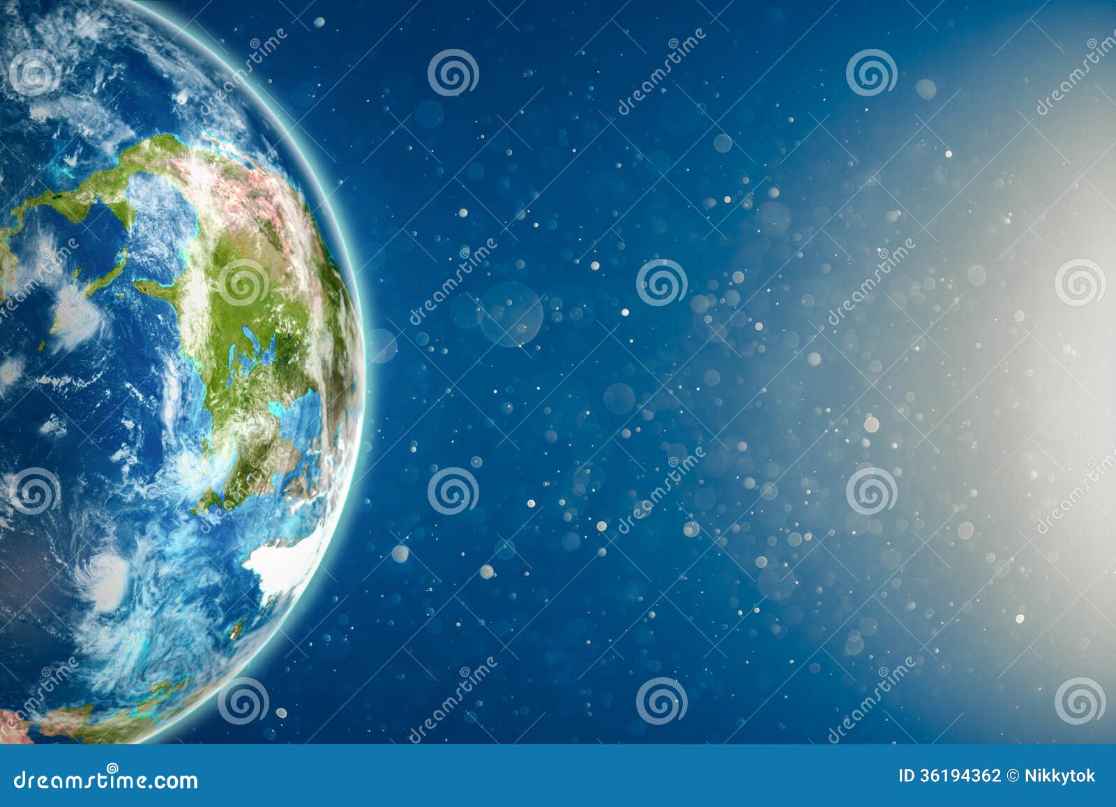 Earth with sunlight stock photo. Image of copyspace, space - 36194362