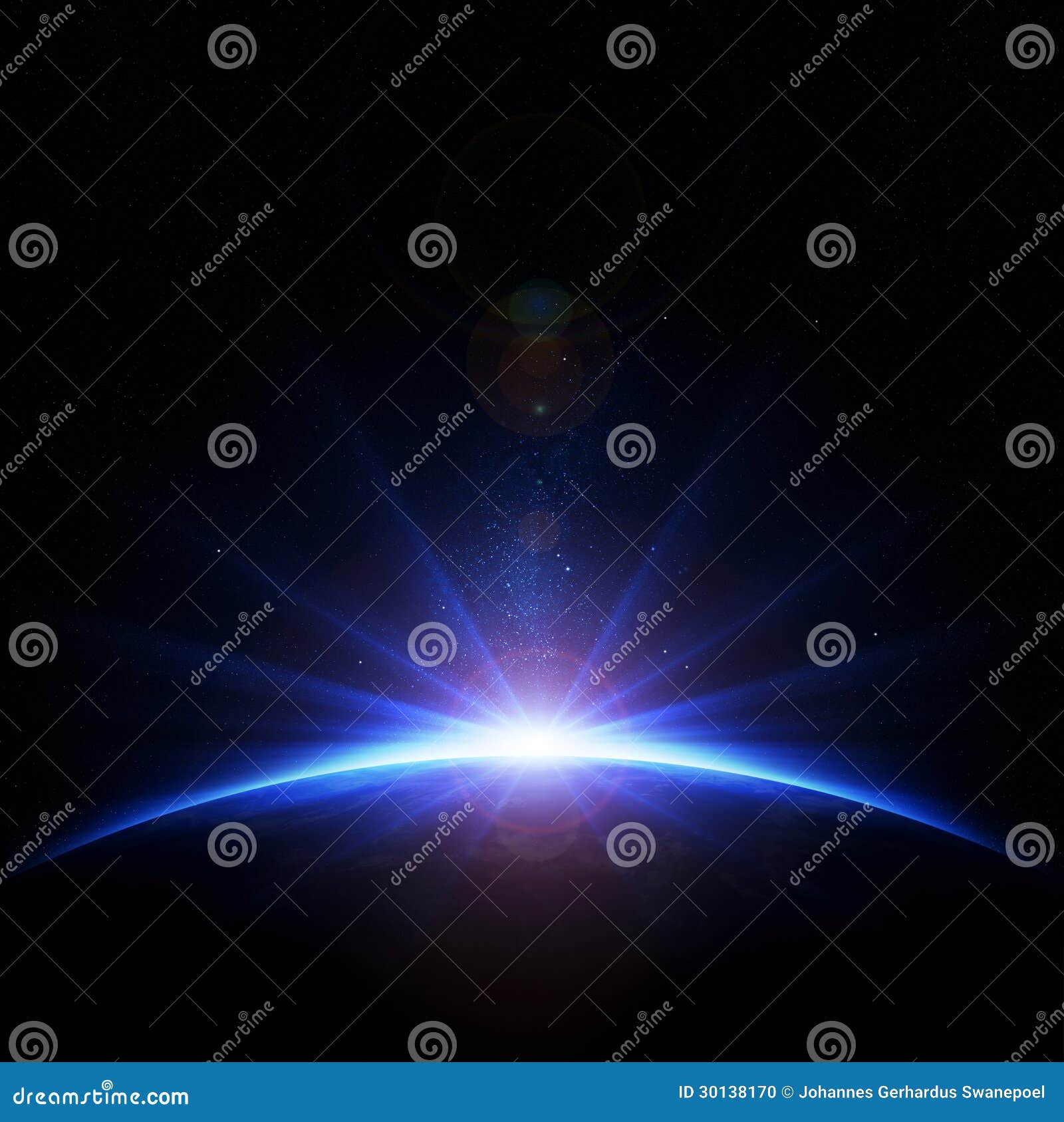 Earth Sunrise with Rays and Lens Flare Stock Illustration ...
