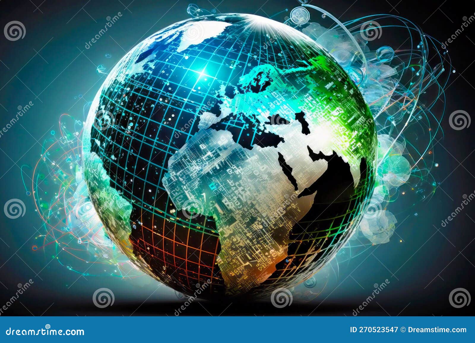 The Earth is Surrounded by Lines and Dots Generative AI Stock ...