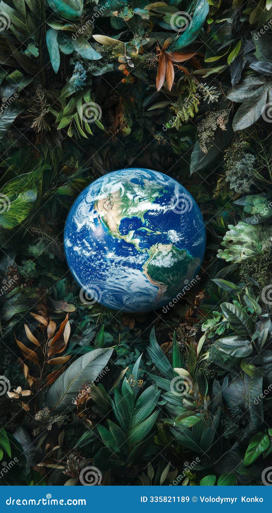Earth Surrounded by Lush Green Foliage, Nature Conservation Concept ...