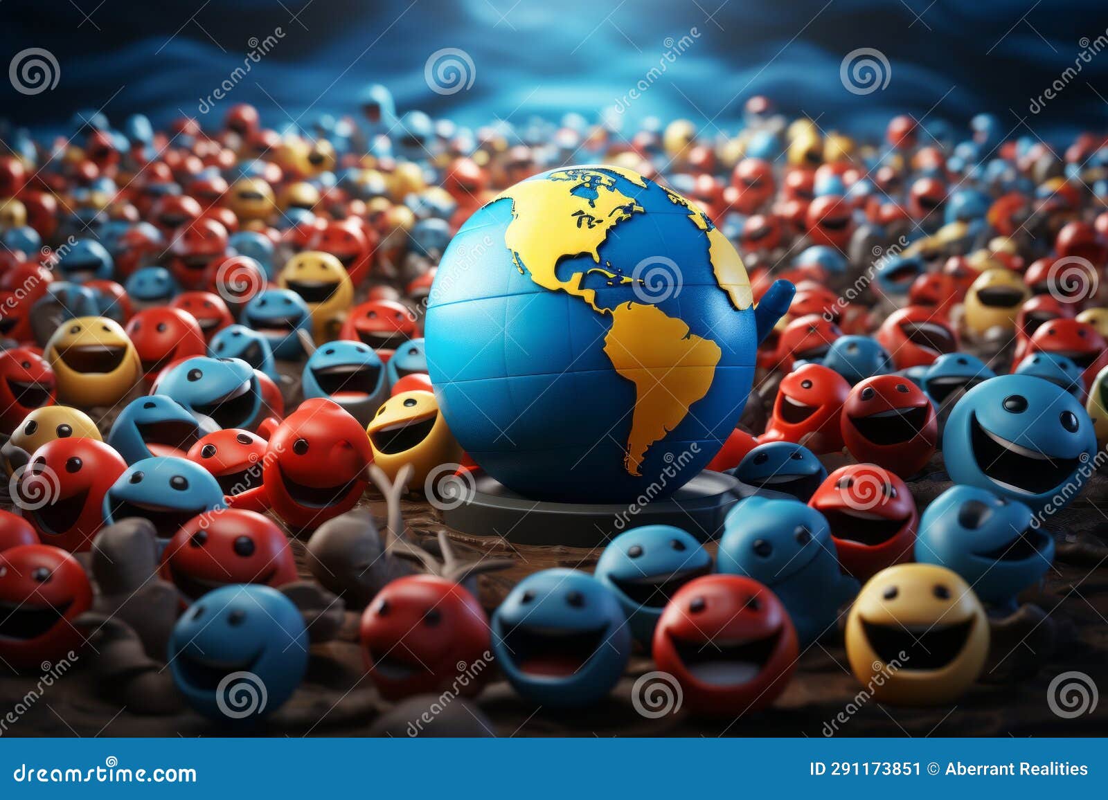 The Earth is Surrounded by Many Different Colored Smiley Faces Stock ...