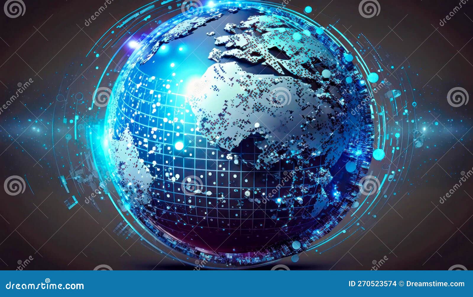 The Earth is Surrounded by Technological Lines and Dots Generative AI ...