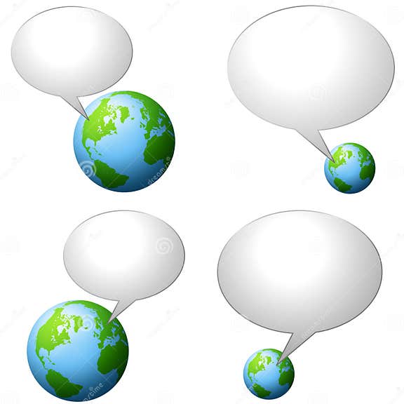 Earth with Talk Bubbles stock illustration. Illustration of green - 5535199