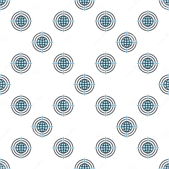 Earth in Target Vector Multipolarity Blue Seamless Pattern Stock ...