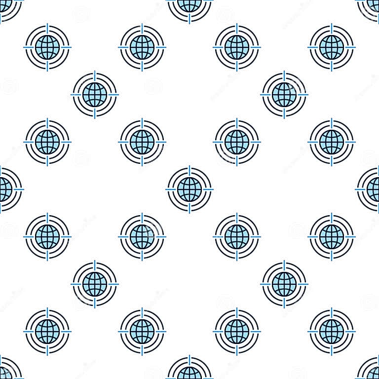 Earth in Target Vector Multipolarity Blue Seamless Pattern Stock ...