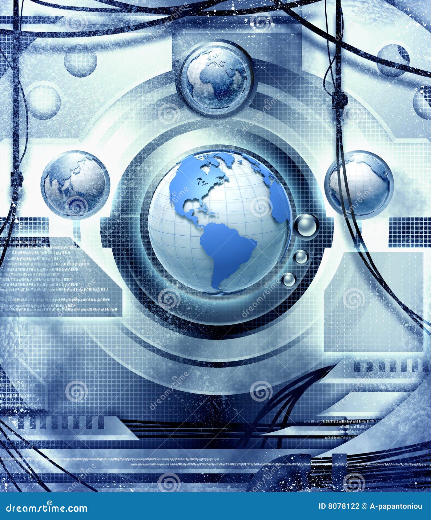 Earth and Technology stock illustration. Illustration of grunge - 8078122