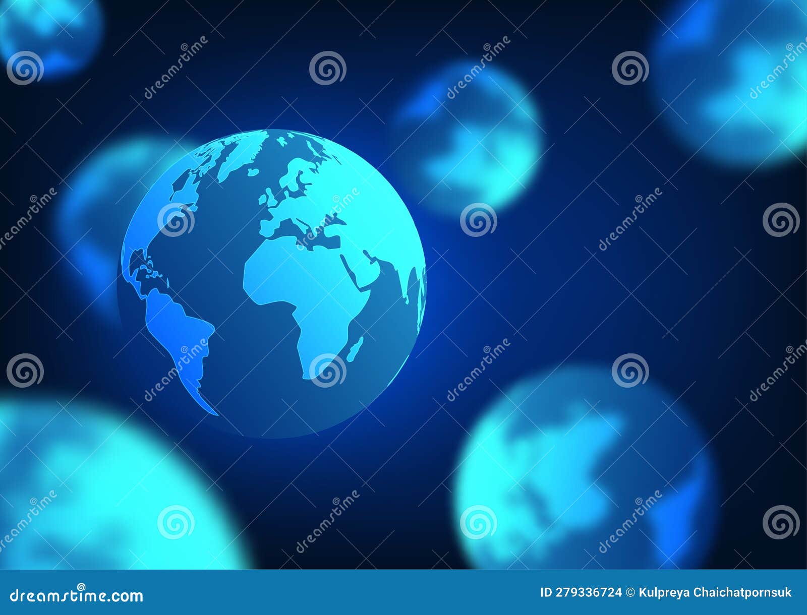 Earth Technology Background the World is Placed in Multiples Using a ...