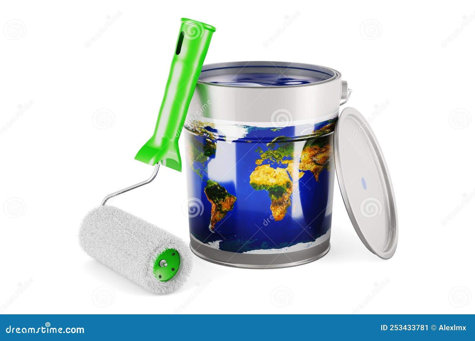 Earth Texture Map on the Paint Can, 3D Rendering Stock Illustration ...