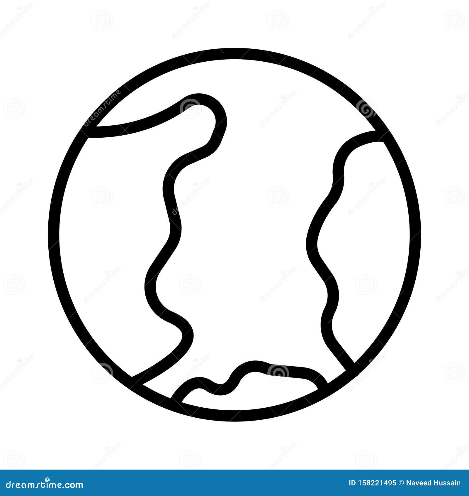 Earth Thin Line Vector Icon Stock Vector - Illustration of blue ...