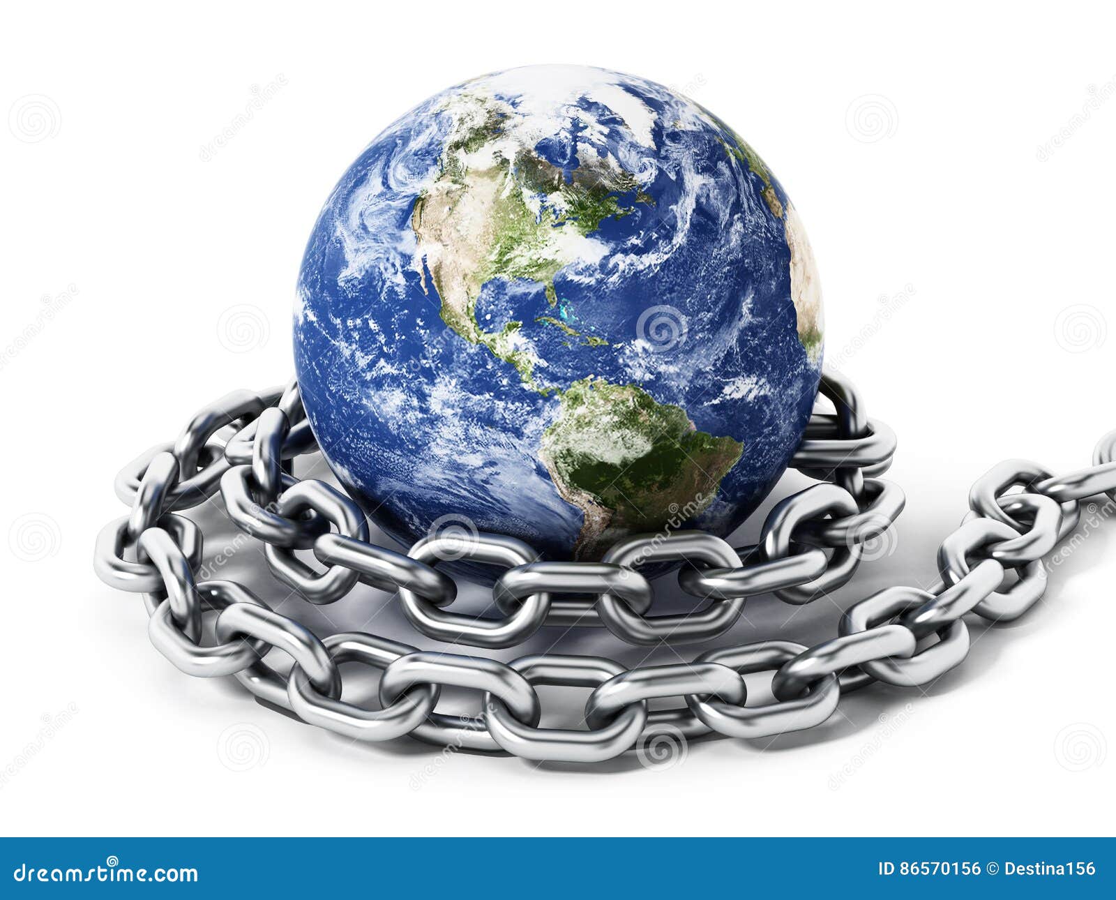 Earth Tied with Steel Chain. 3D Illustration Stock Illustration ...