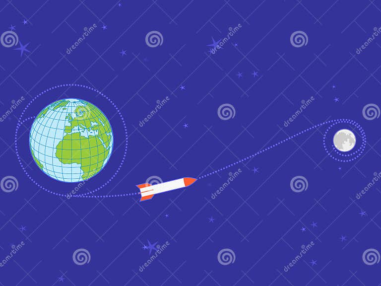 Earth-to-Moon Flight Trajectory Stock Vector - Illustration of ...