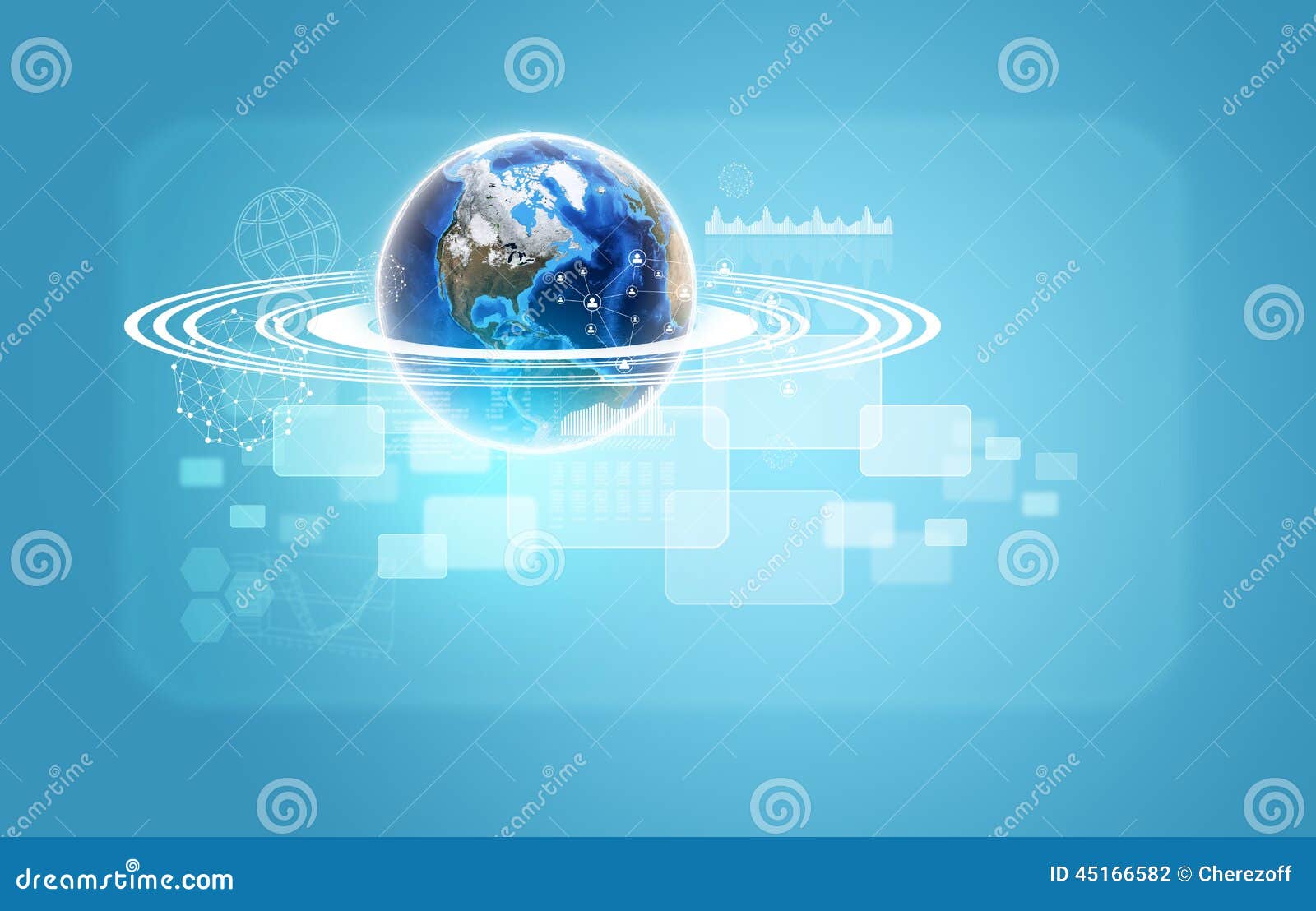 Earth with Transparent Rectangles, Graphs and Stock Photo - Image of ...
