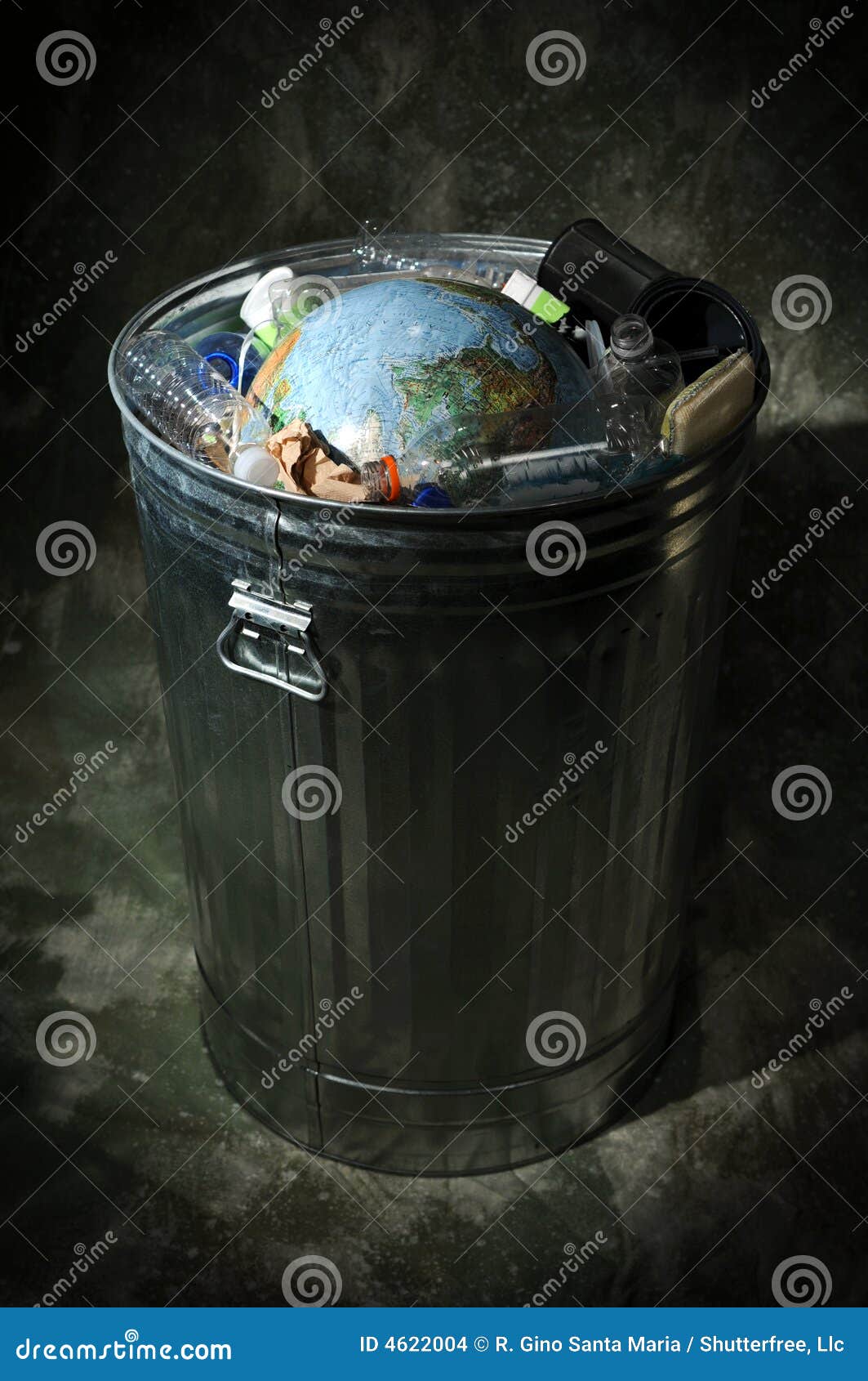 Earth in Trash Can stock photo. Image of metal, pollution - 4622004