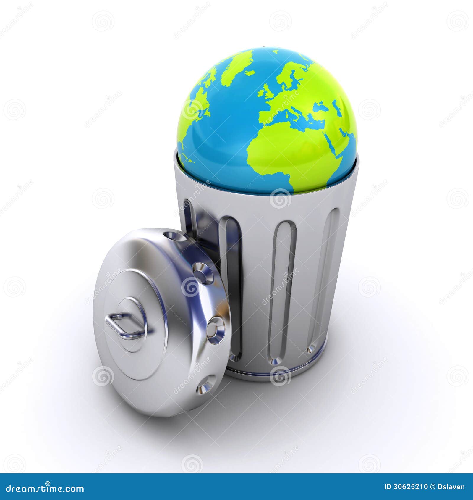 Earth in a trash can stock illustration. Illustration of environmental ...