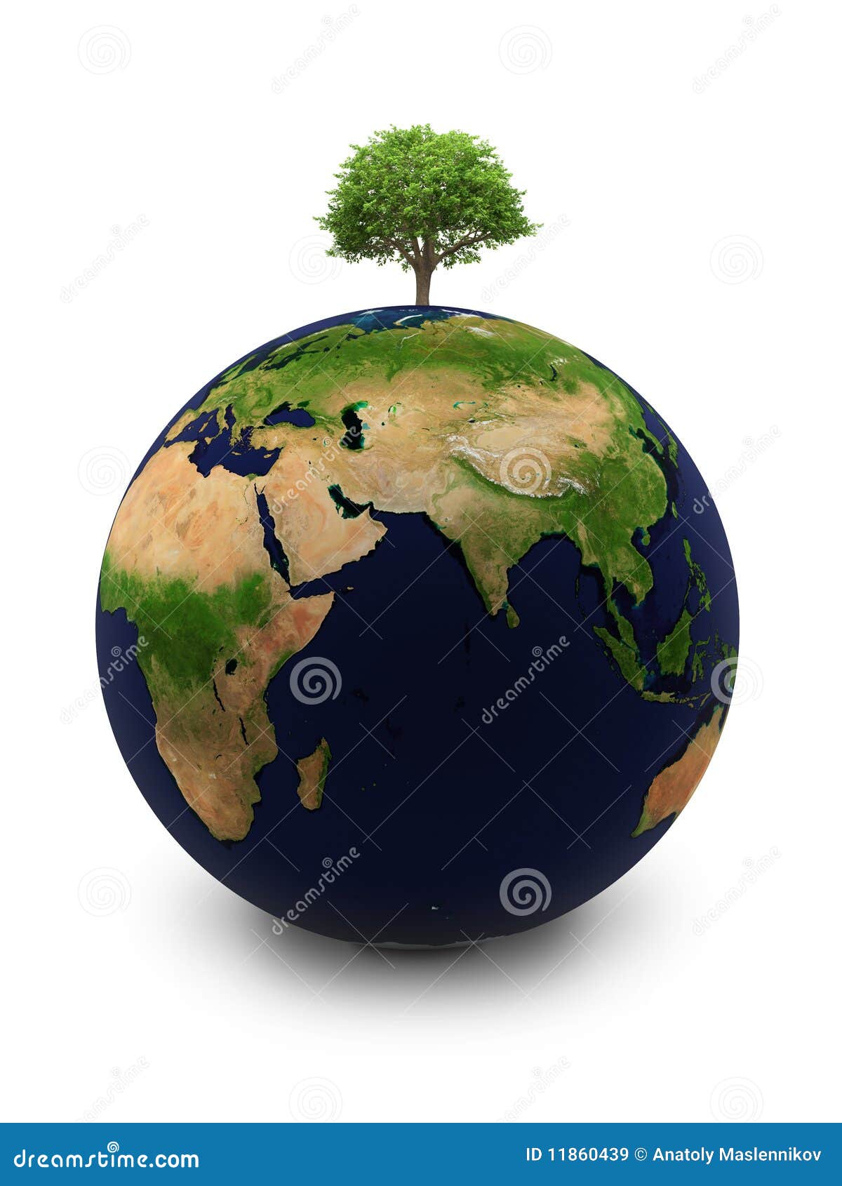 The Earth with a tree stock illustration. Illustration of atmosphere ...