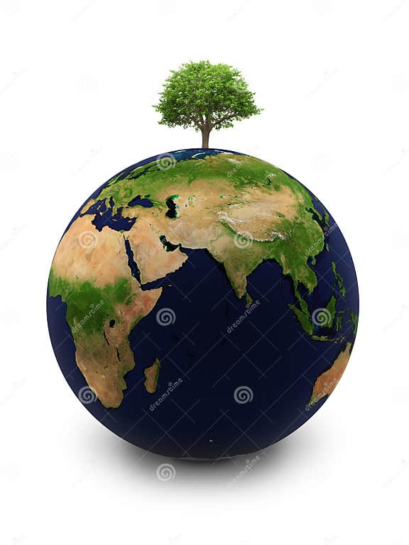 The Earth with a tree stock illustration. Illustration of atmosphere ...