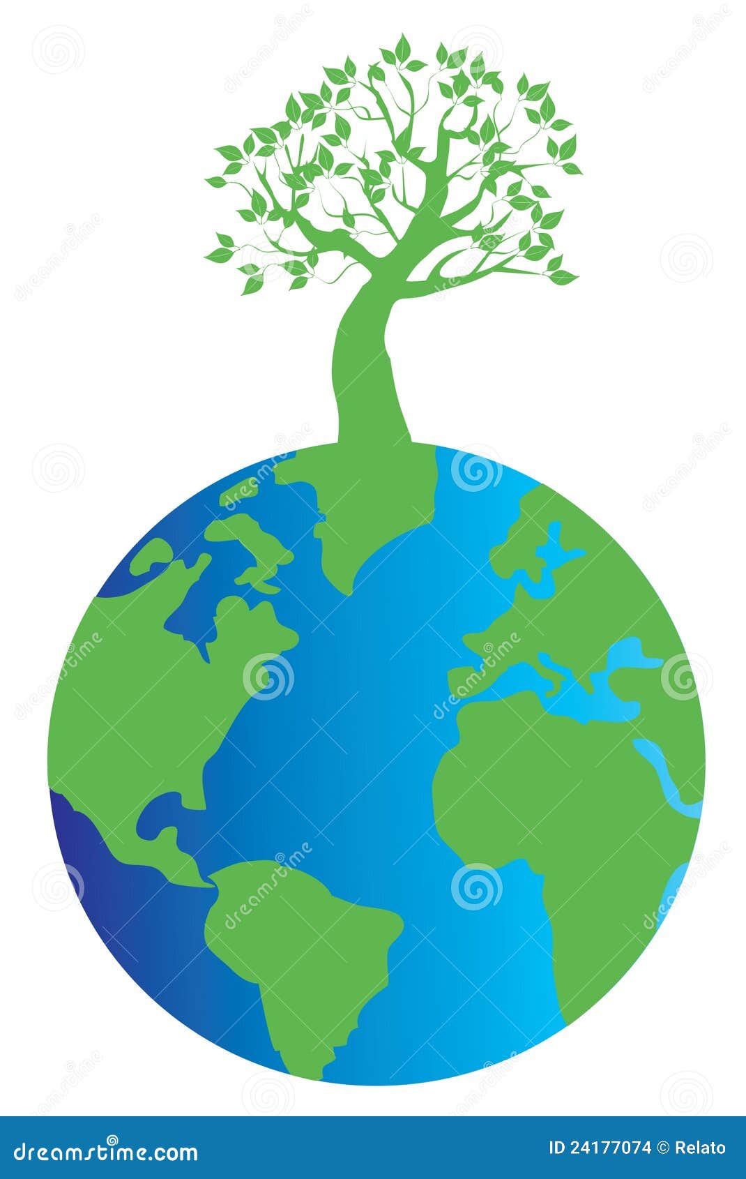 Earth and tree stock vector. Illustration of ocean, continent - 24177074