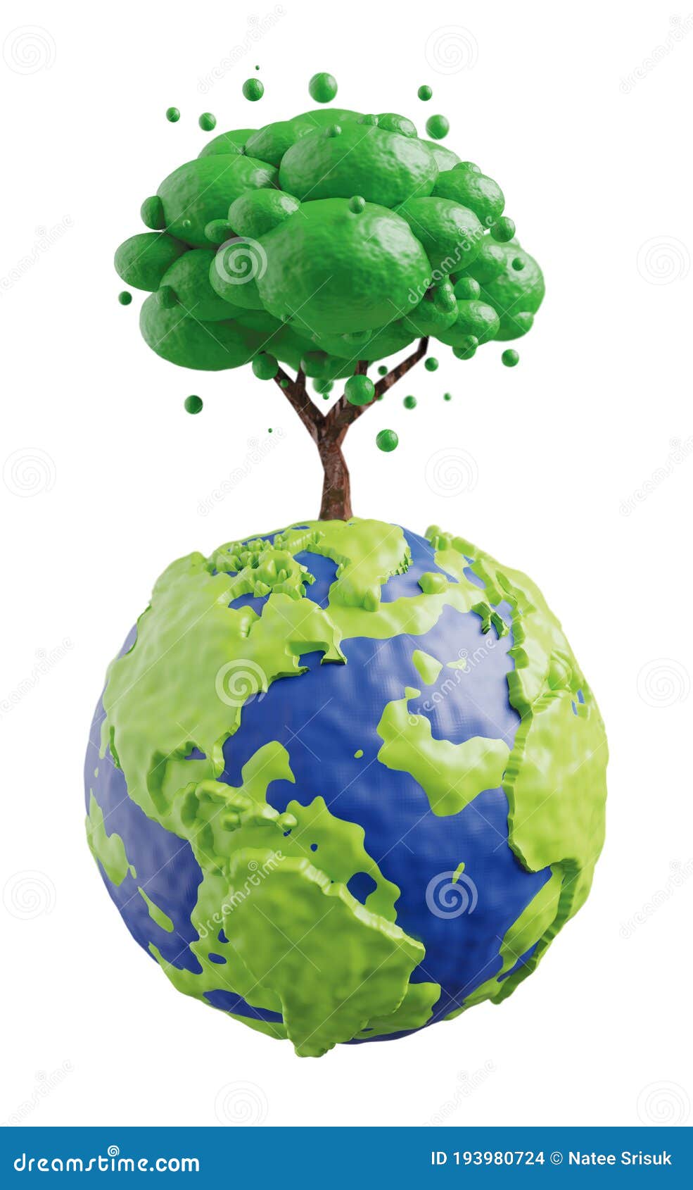 Earth with Tree Isolated on White Background 3D Render Stock ...