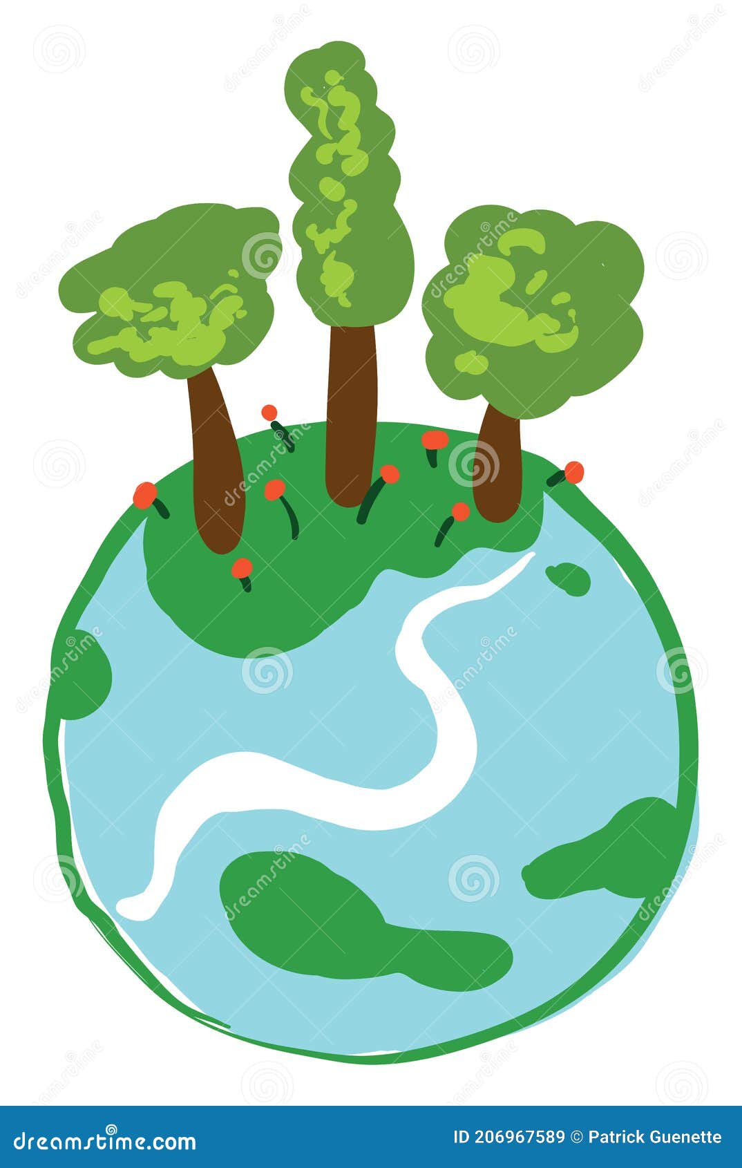 Earth with Trees, Illustration, Vector Stock Vector - Illustration of ...