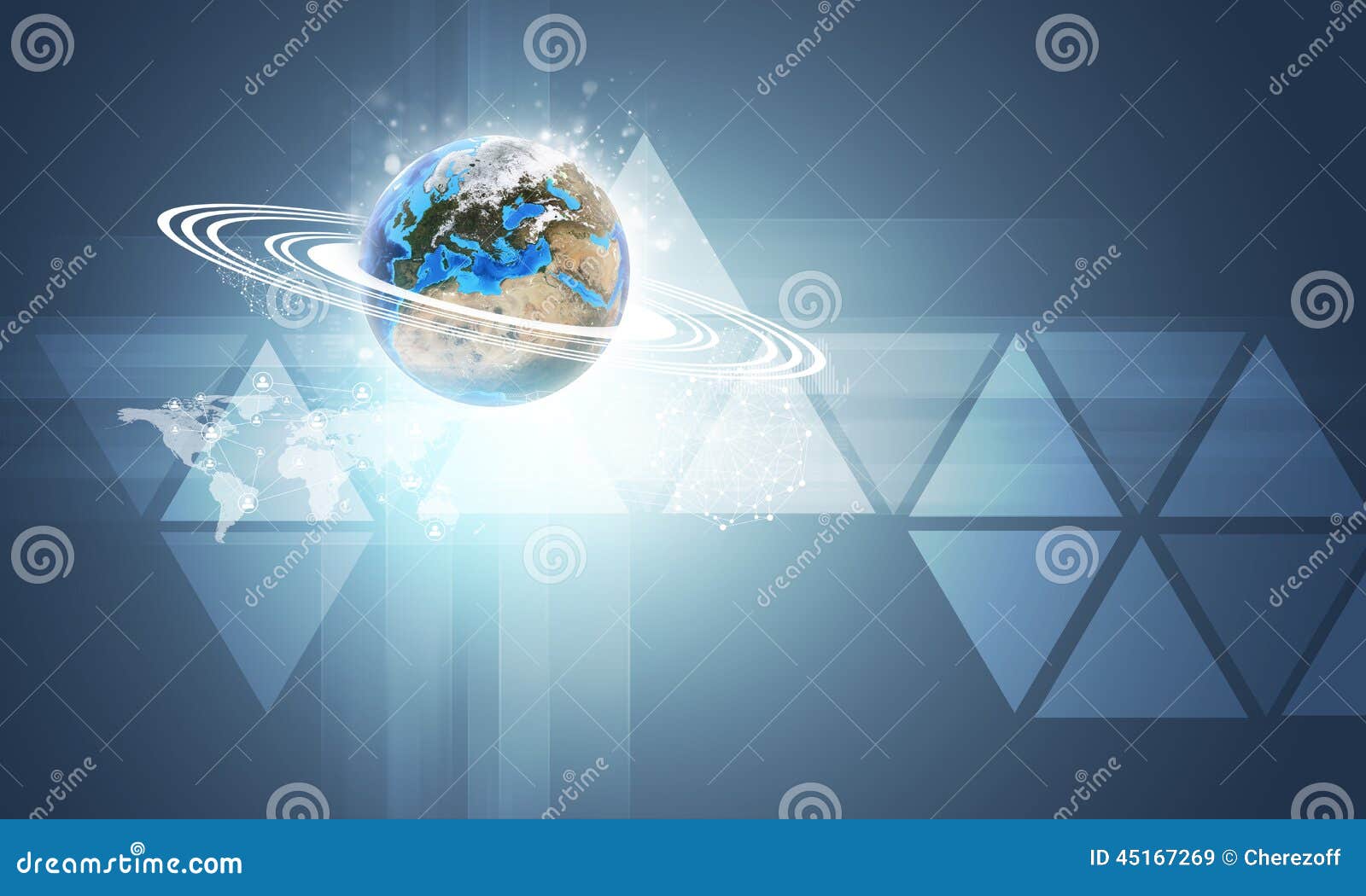 Earth with Triangles, Network and World Map Stock Illustration ...