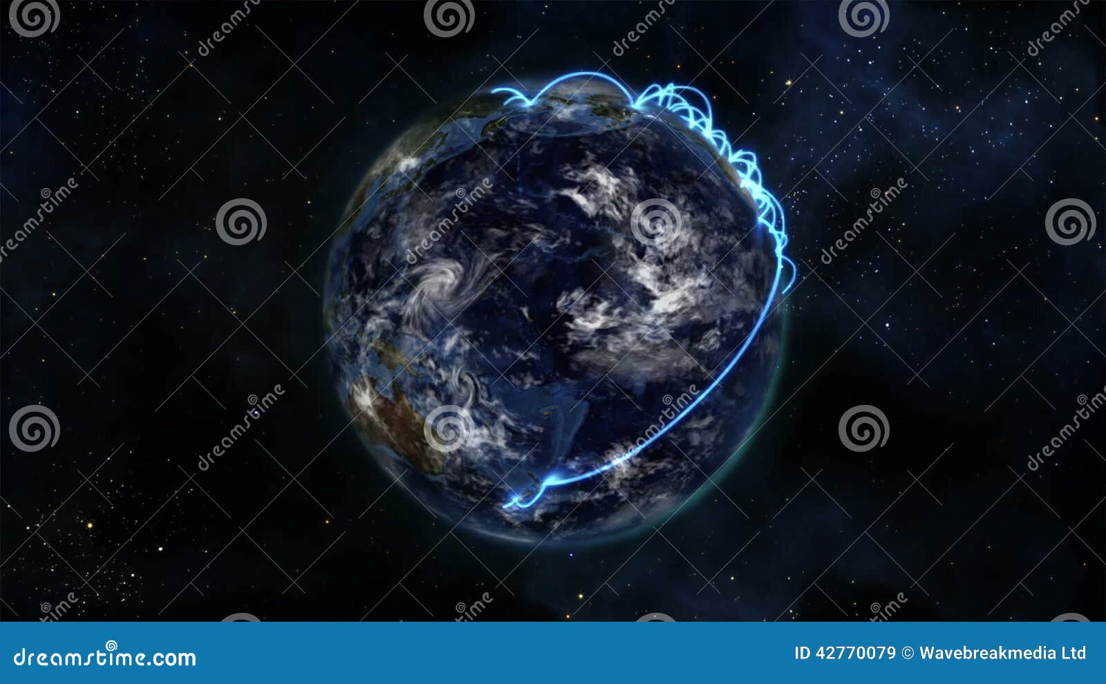 Earth Turning on Itself with Moving Clouds and Blue Connections with ...