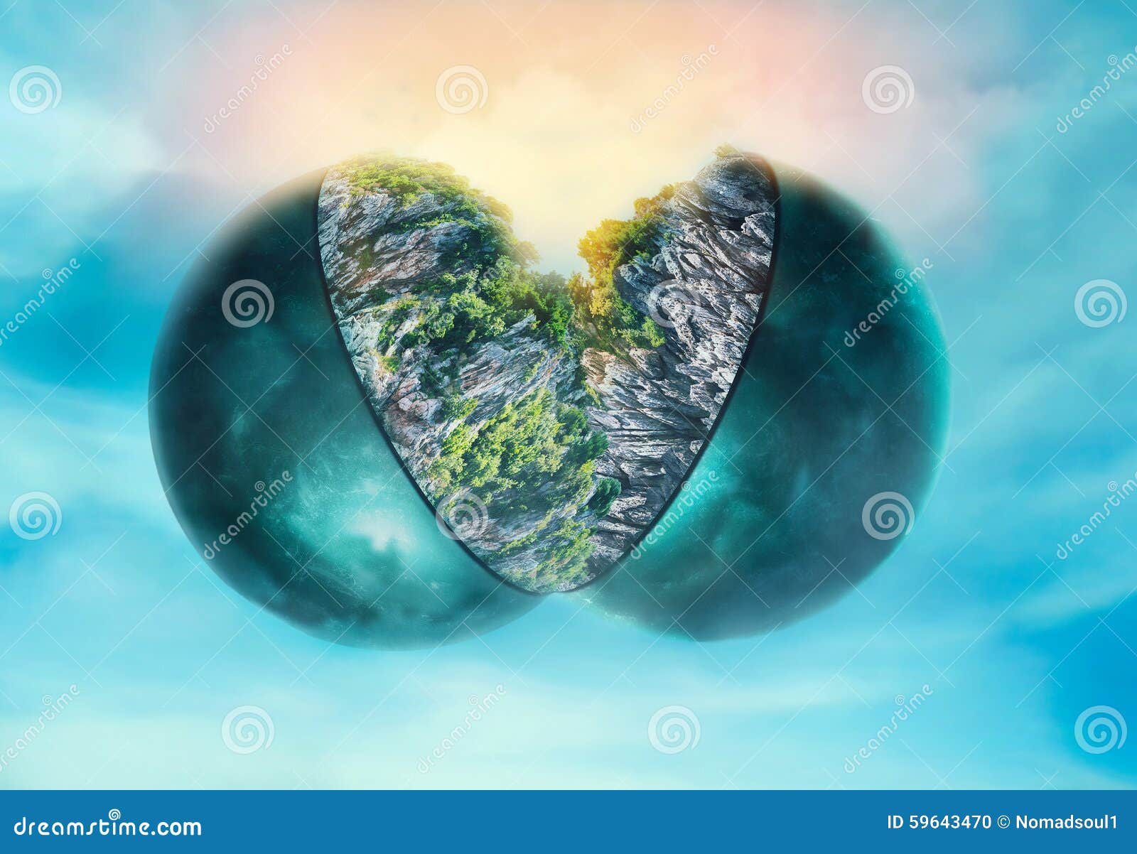 The earth in two parts stock photo. Image of globe, realistic - 59643470