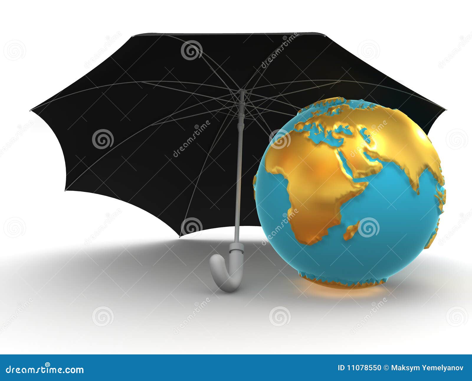 Earth with umbrella stock illustration. Illustration of render - 11078550