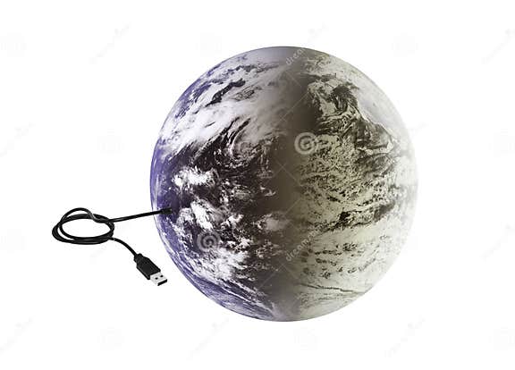 Earth with usb connection stock photo. Image of space - 29145986