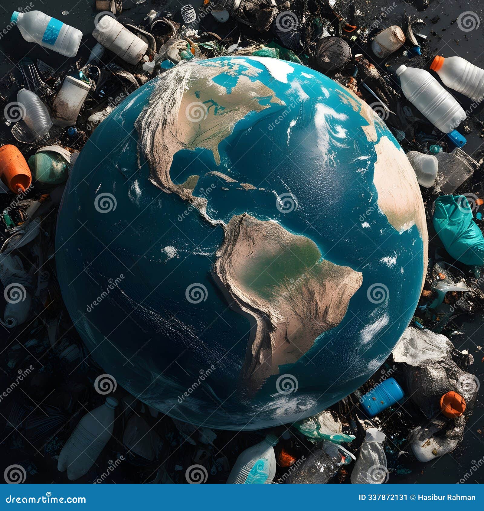 Earth with Various Types of Plastic Waste, Environmental Pollution ...