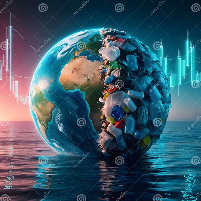 Earth with Various Types of Plastic Waste, Environmental Pollution ...