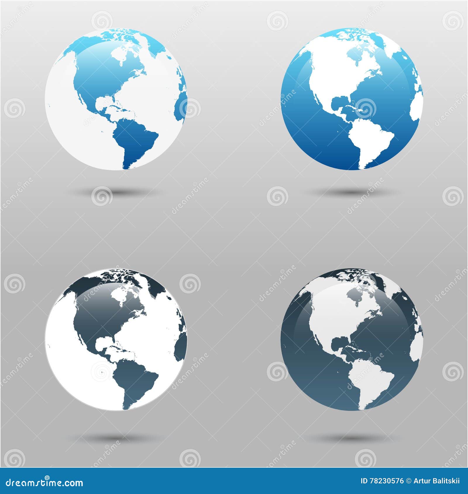 Earth Vector Icons Set in Different Colors Stock Vector - Illustration ...