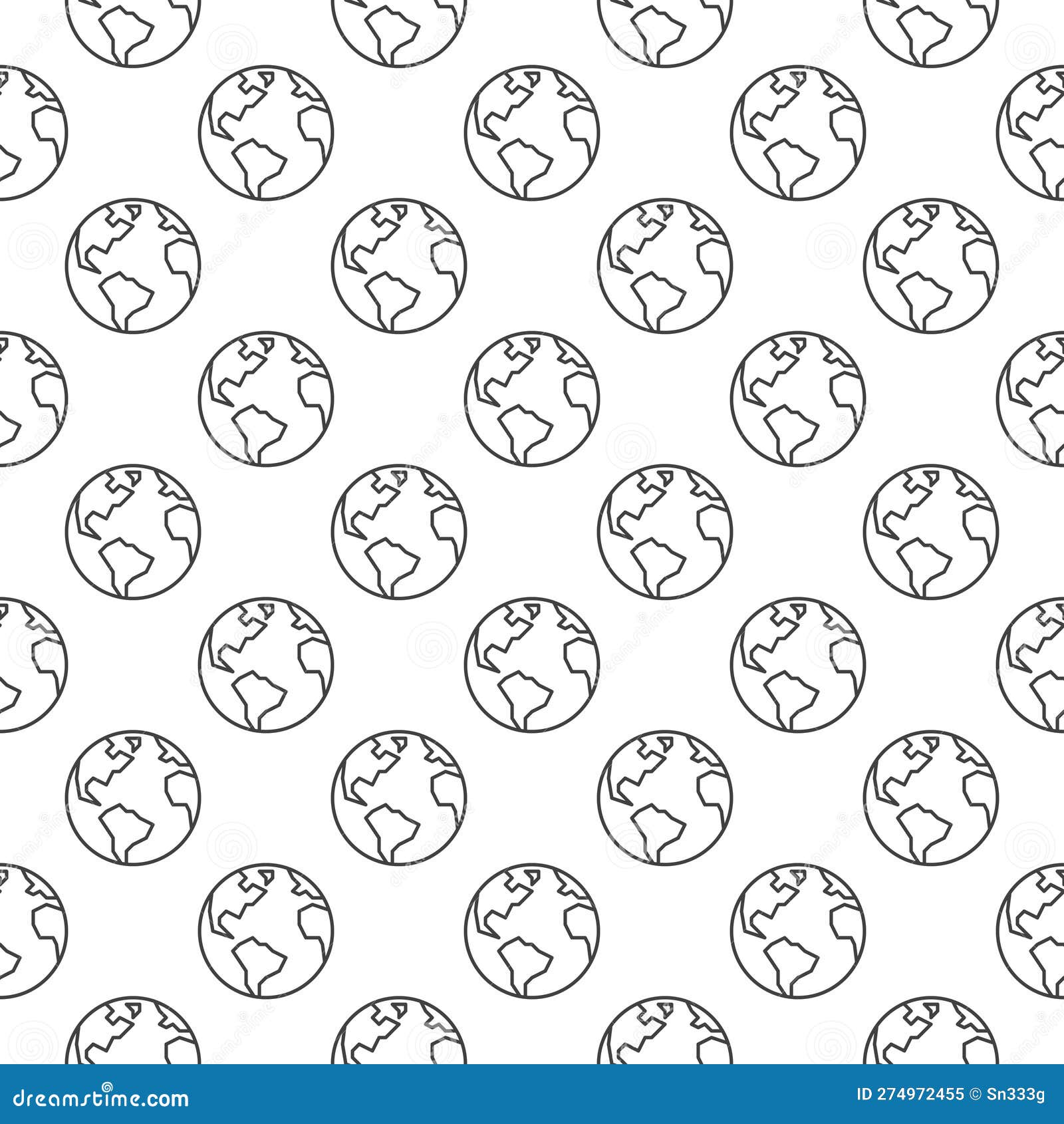 Earth Vector World Concept Round Outline Seamless Pattern Stock ...