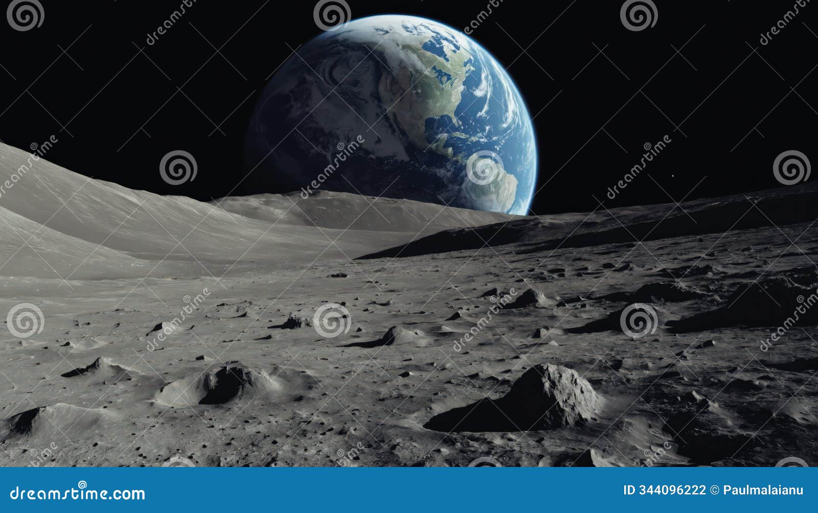 Earth view from the Moon. stock illustration. Illustration of orbit ...