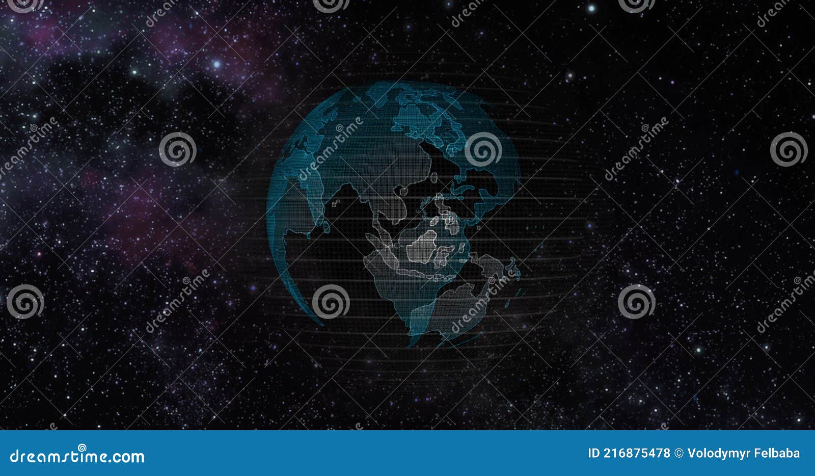 Earth View from Outer Space. Big Data 3d Earth. Binary Code Surrounding ...