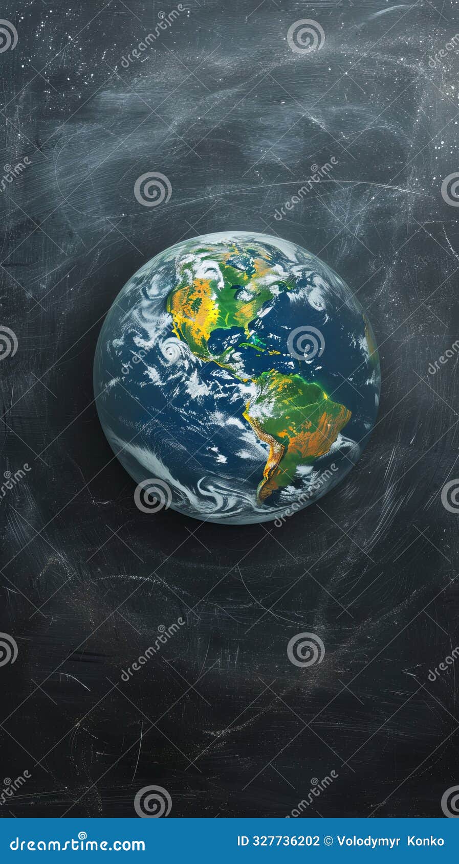 Earth View from Space on Chalkboard Background, Conceptual Image ...