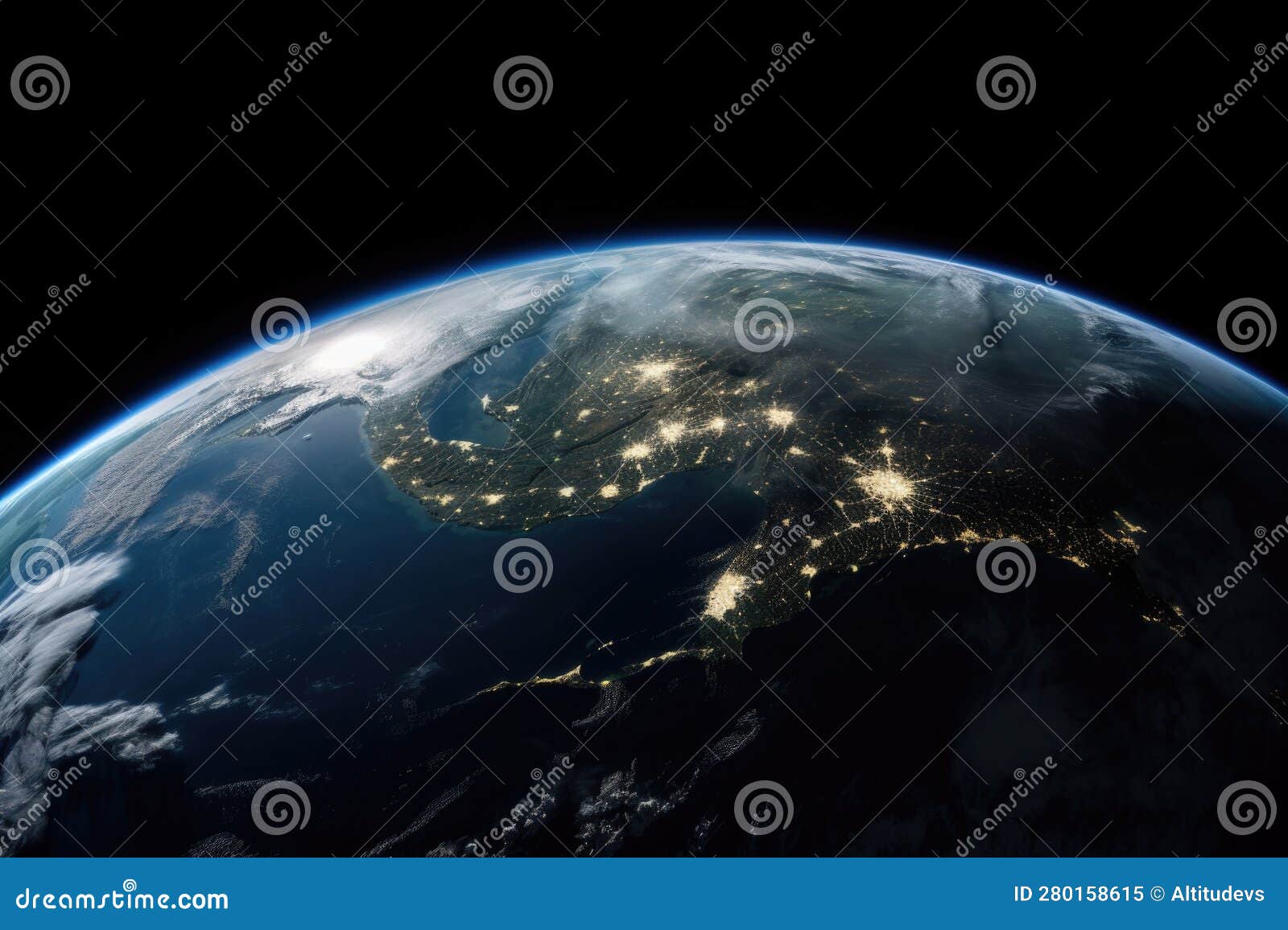 Earth, Viewed from Space, with Its Blue Oceans and Green Forests ...