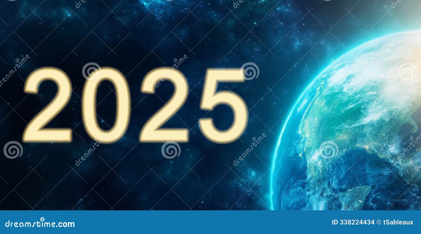 Earth Viewed from Space and 2025 New Year Numbers Stock Photo - Image ...