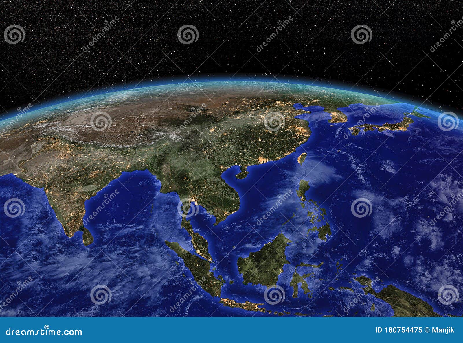 Earth viewed from space stock illustration. Illustration of asia ...