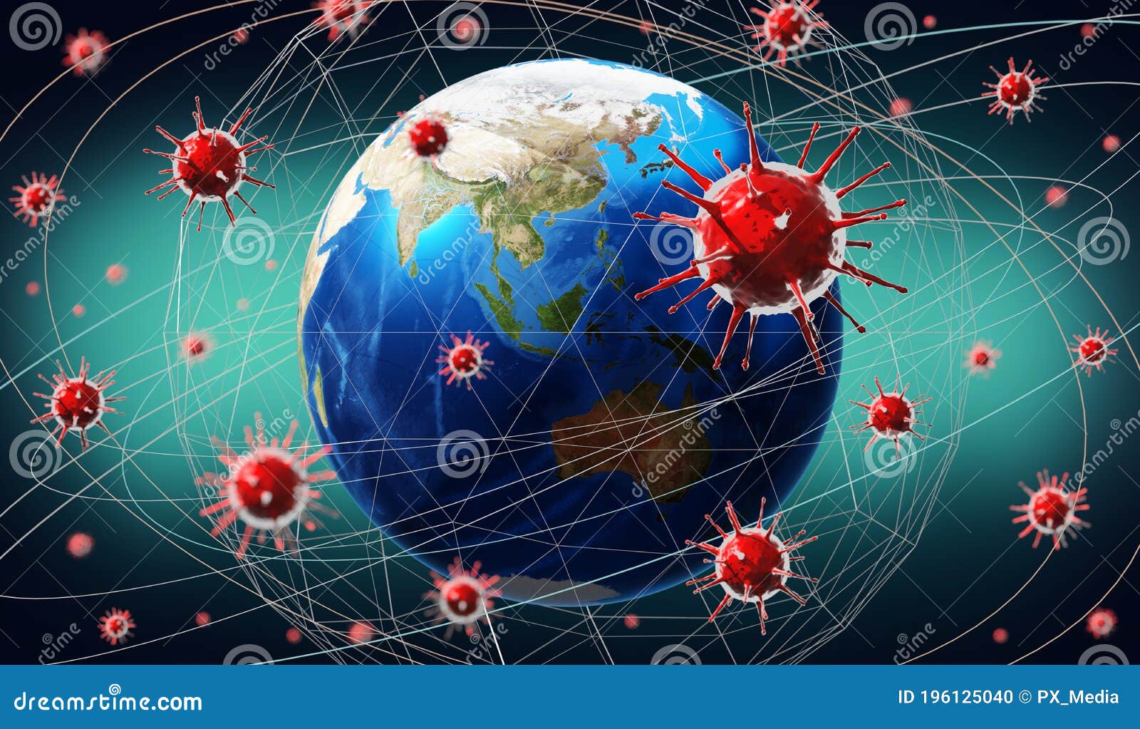 Earth, Viruses - Asia and Australia Side Stock Illustration ...