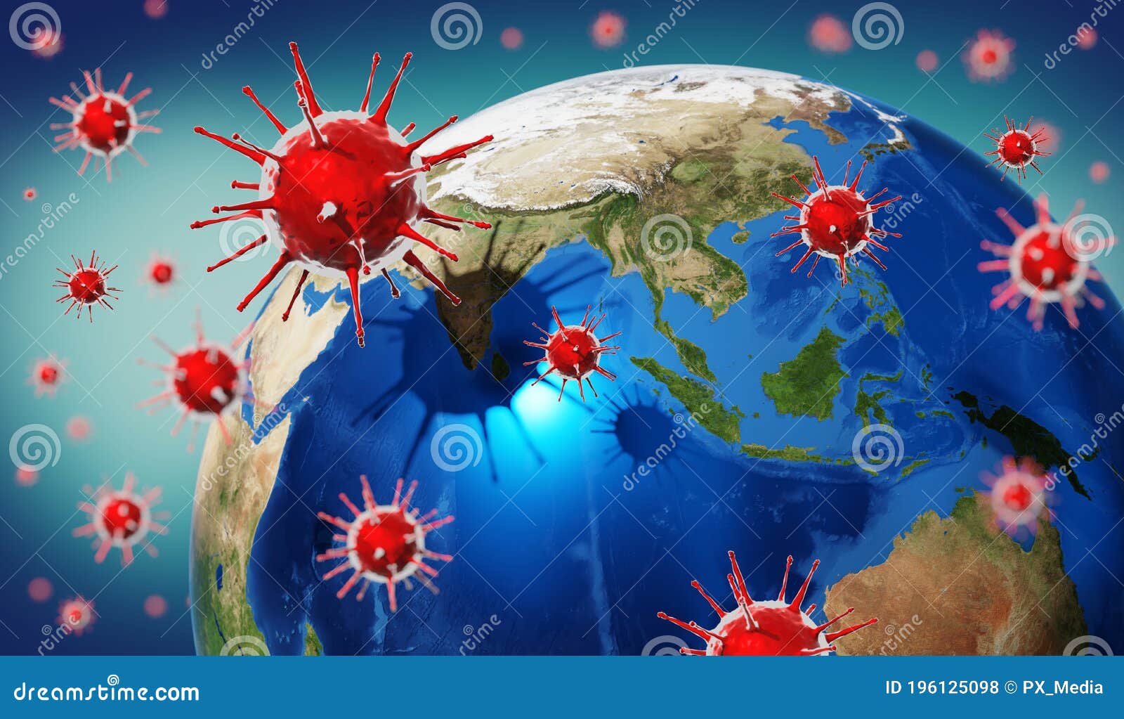 Earth, Viruses - Asia and Australia Side Stock Illustration ...