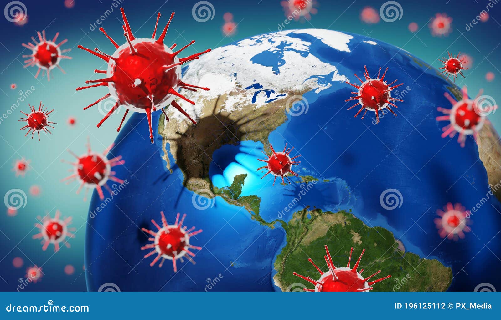 Earth, Viruses - North and South America Side Stock Illustration ...