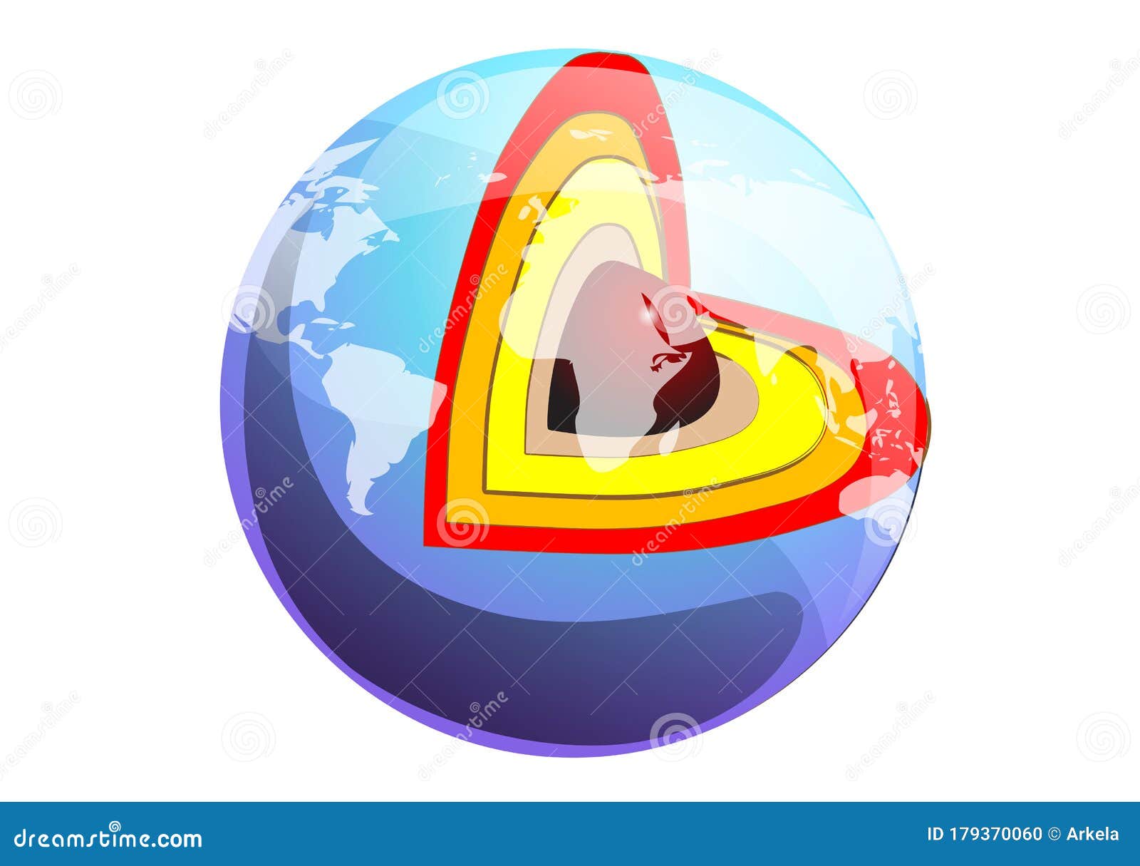 Earth with Visible Iron Core Stock Illustration - Illustration of ...
