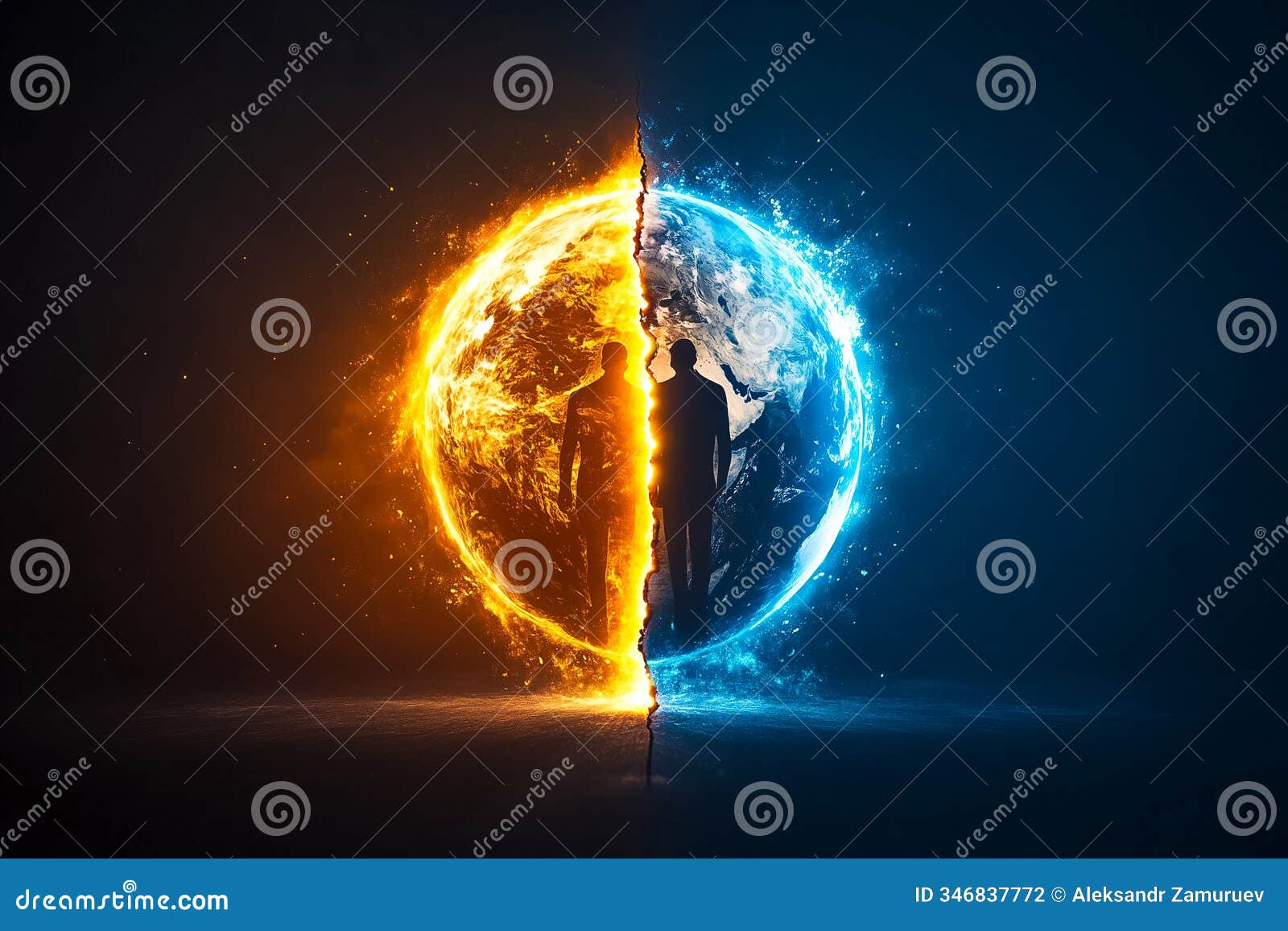 Earth is Visually Separated into Fiery and Icy Halves, Representing ...