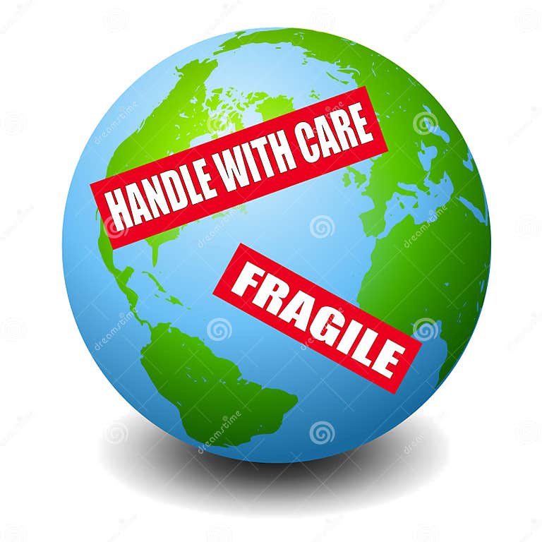 Earth with Warning Labels stock illustration. Illustration of shipping ...