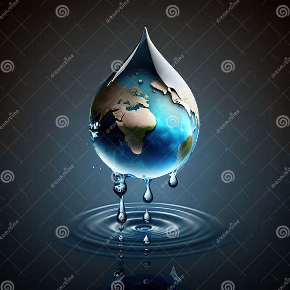 Earth in Water Drop Earth in Water Drop of Water Stock Illustration ...