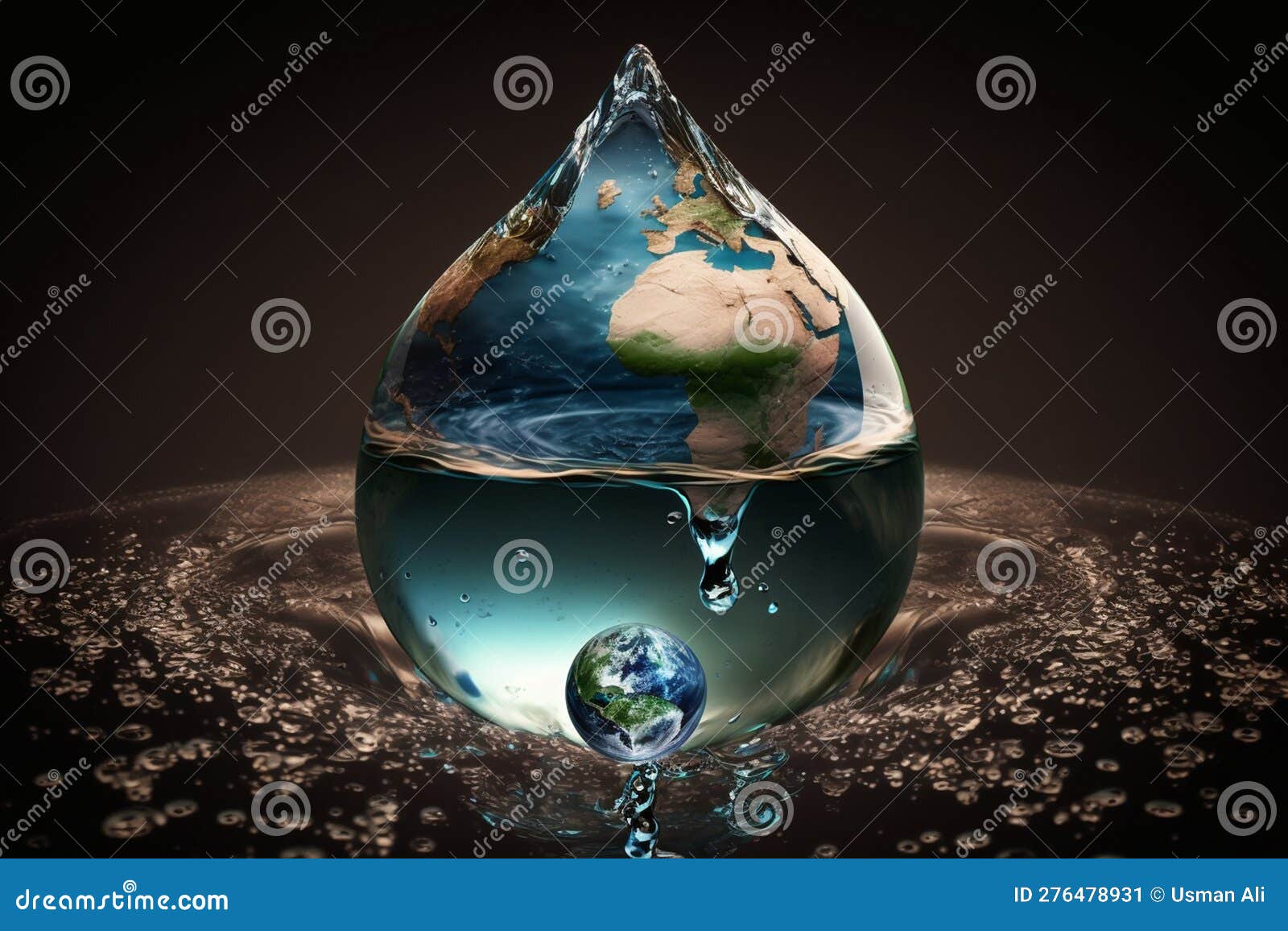 A earth water droplet. AI stock illustration. Illustration of ...