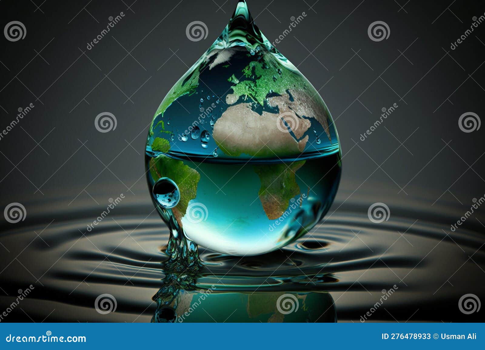 A earth water droplet. AI stock illustration. Illustration of clean ...