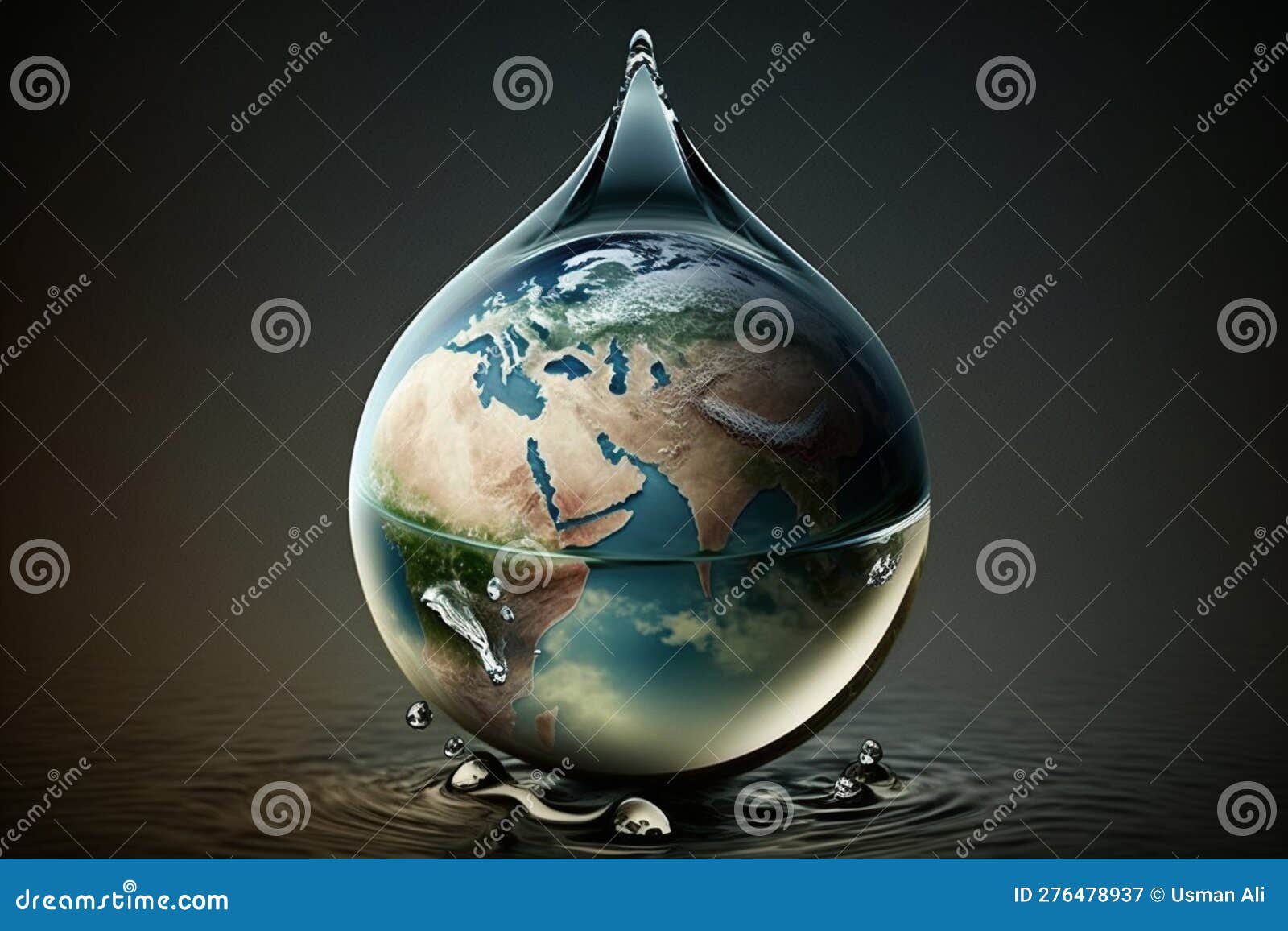 A earth water droplet. AI stock illustration. Illustration of ...