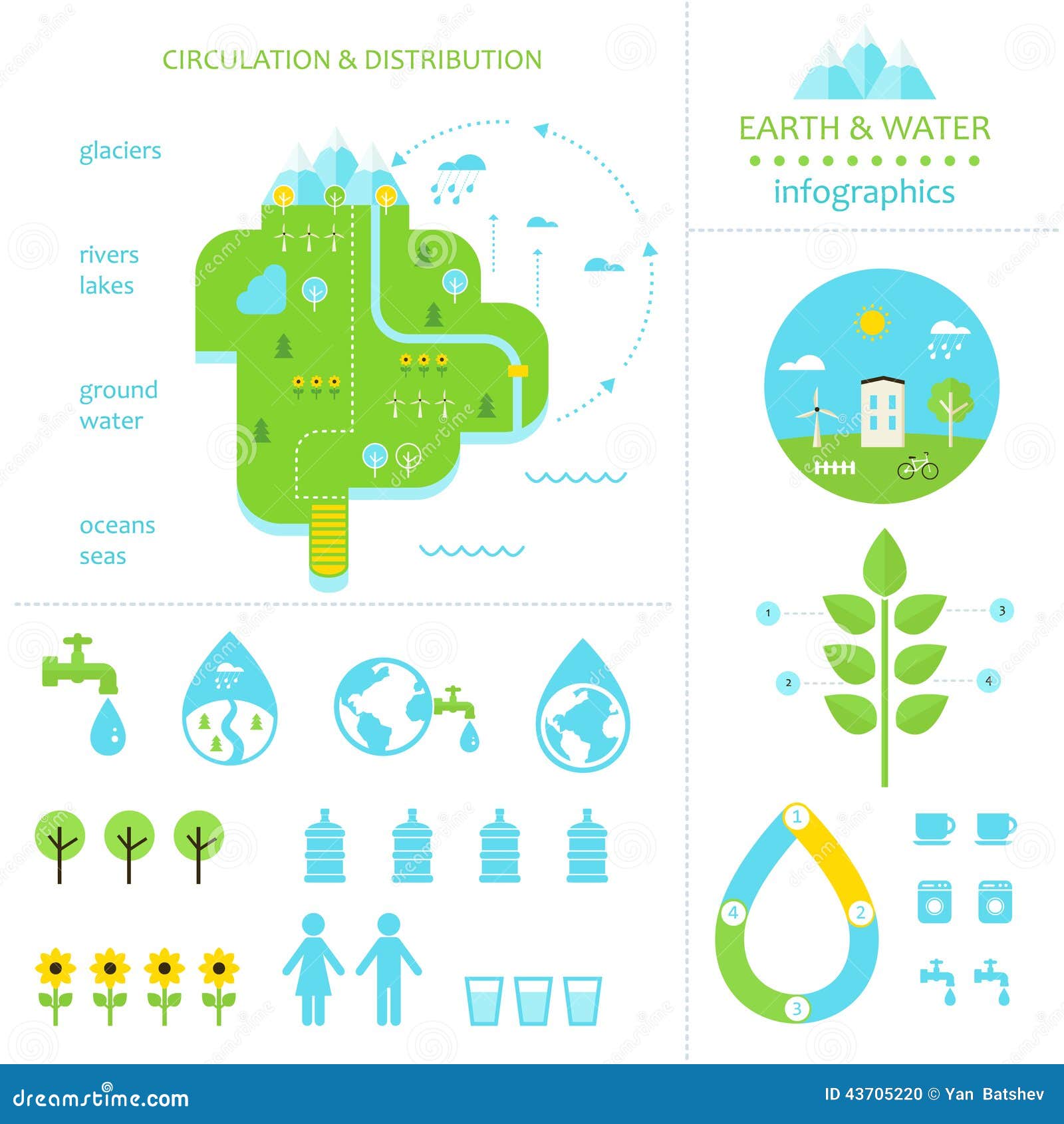 Earth and Water Infographics Elements Set Stock Vector - Illustration ...