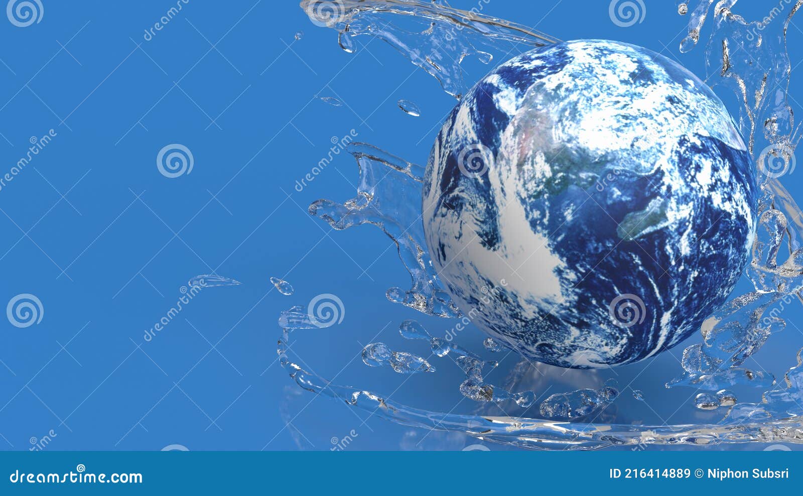 The Earth in Water Splash for Ecology Concept 3d Rendering Stock ...